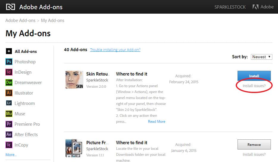 Adobe Add-ons Customer Help | SparkleStock